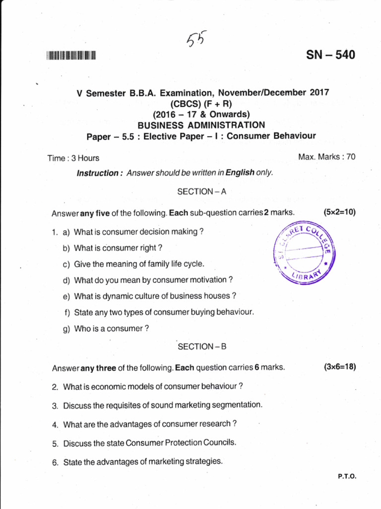 Consumer Behaviour Exam Questions Guide | PDF | Consumer Behaviour ...