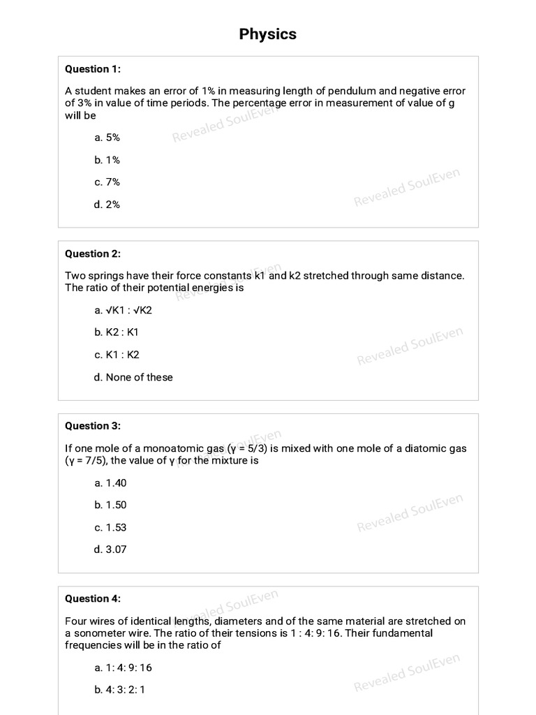 JEE Main Practice Test - 14 | PDF | Hydroxide | Force