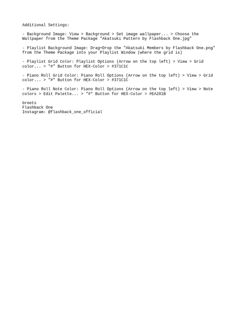 Akatsuki Theme - Additional Settings | PDF