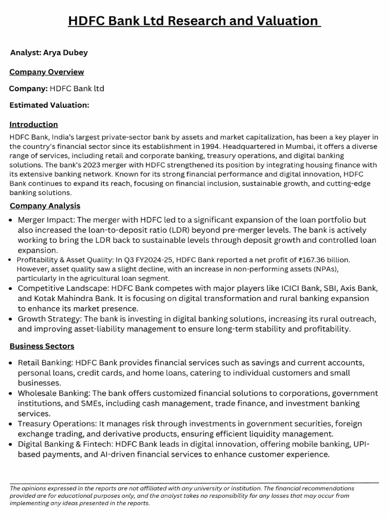HDFC - Valuation | PDF