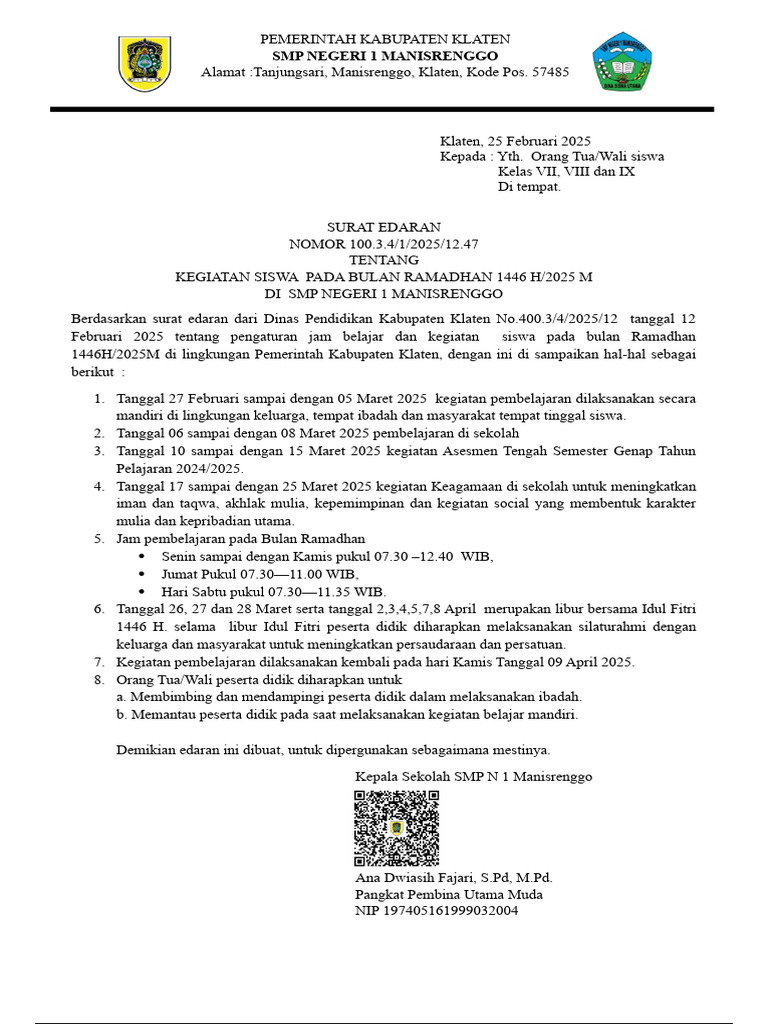 Surat Edaran Ramadhan 2025 | PDF