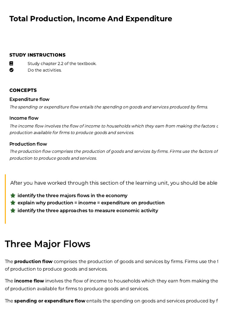 Total Production, Income and Expenditure - Unisa Economics | PDF ...