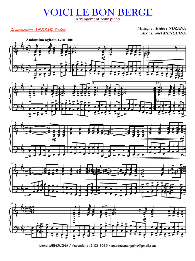 Voici Le Bon Berger Piano | PDF | Musical Forms | Elements Of Music
