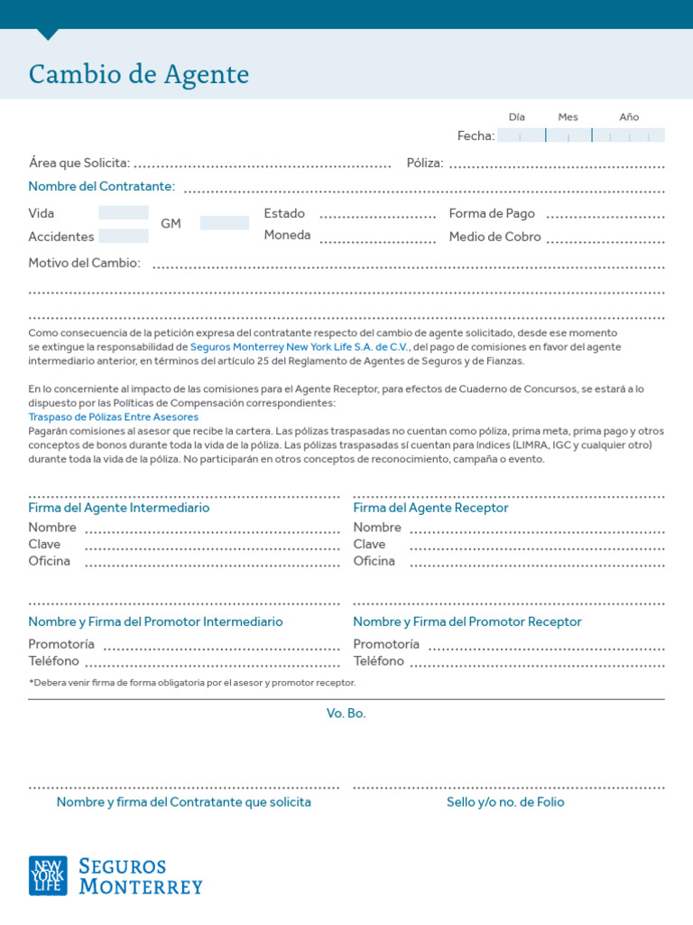 Formato Cambio de Agente | PDF