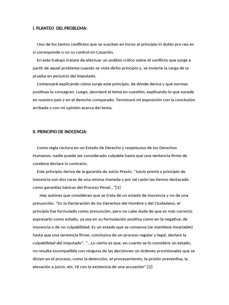 Análisis del Principio In Dubio Pro Reo | PDF | Presunción de inocencia ...