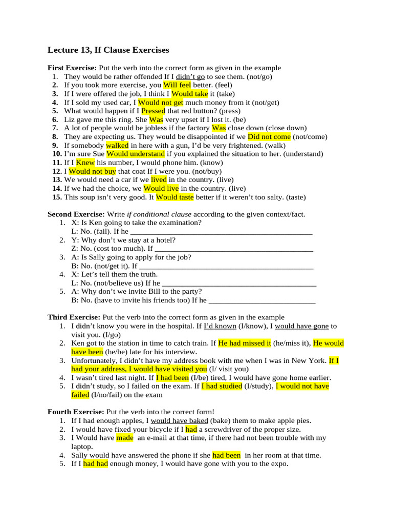 Gede Arya Dharma Duta_LNG1A_Lecture 13, If Clause Exercises | PDF | Atmosphere Of Earth