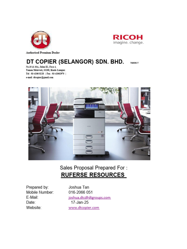 DT Copier Proposal for Ricoh Machines | PDF | Photocopier | Office ...