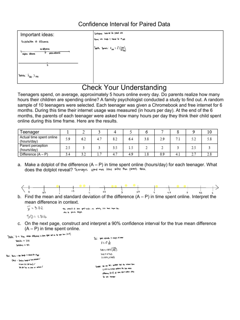 Confidence Interval Analysis for Teen Internet Use | PDF