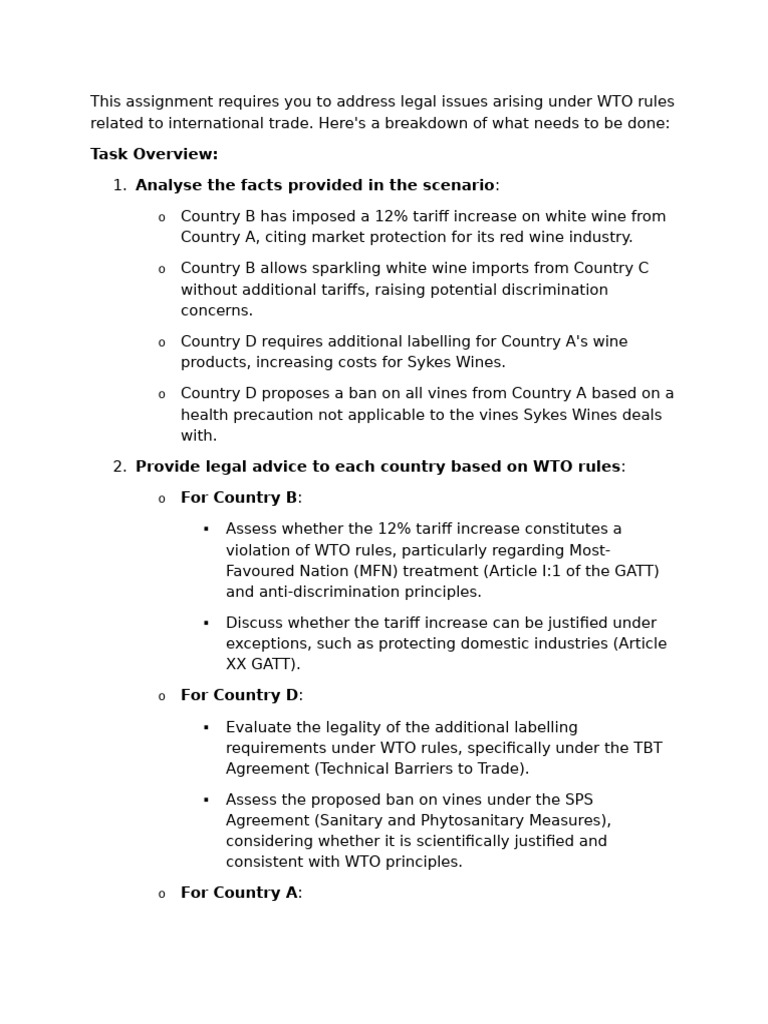 Guidelines & Task Overview | PDF | World Trade Organization | Most Favoured Nation