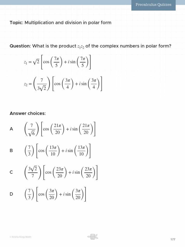 Polar Form Multiplication and Division | PDF | Numbers | Complex Analysis