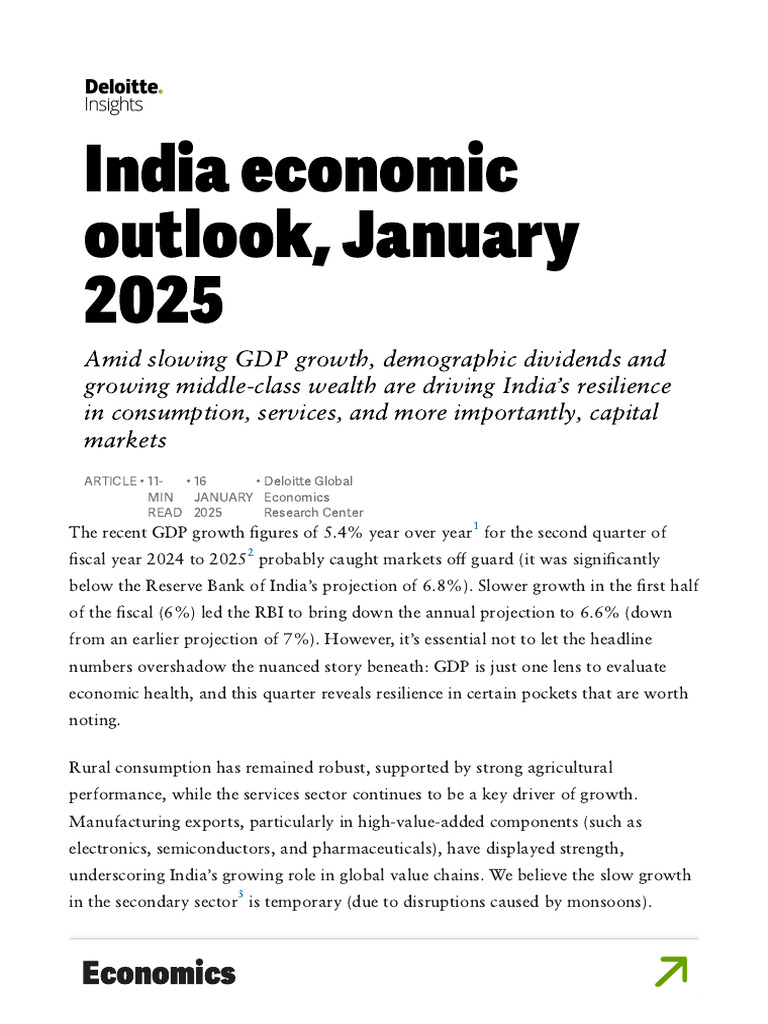 India Economic Outlook - Deloitte Insights | PDF | Inflation | Investing