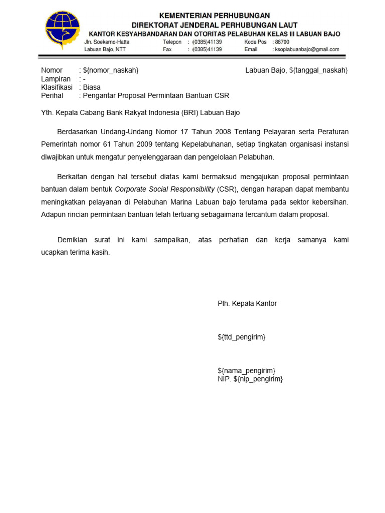 Surat Pengantar Proposal | PDF