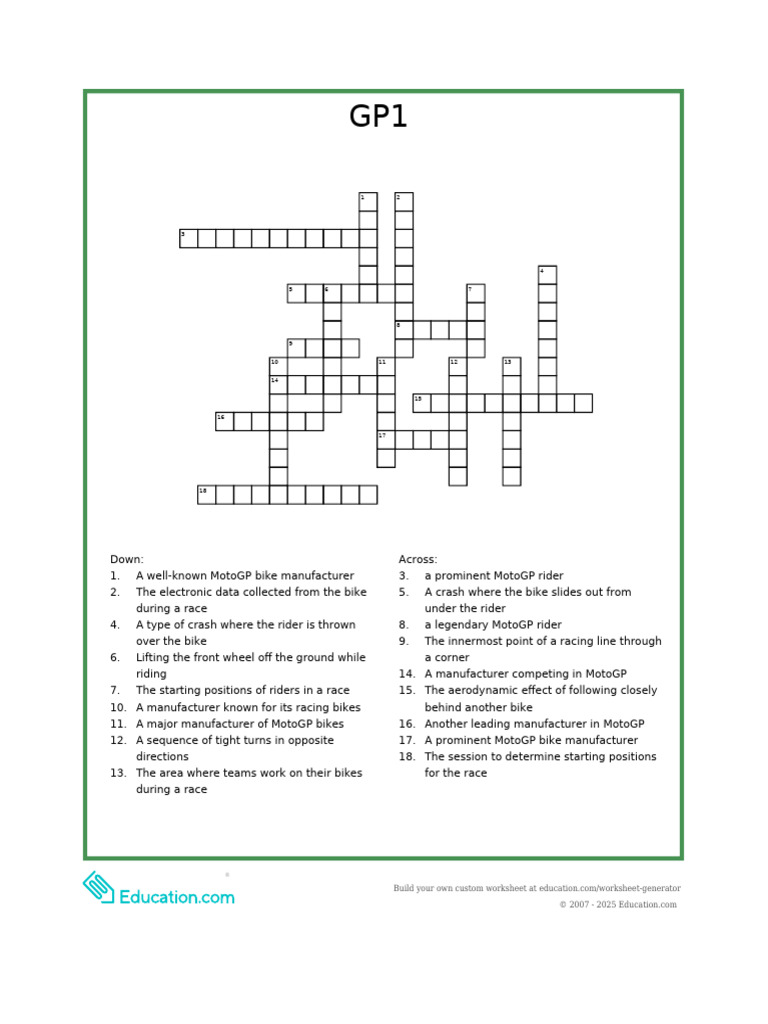 GP1 Crossword | PDF