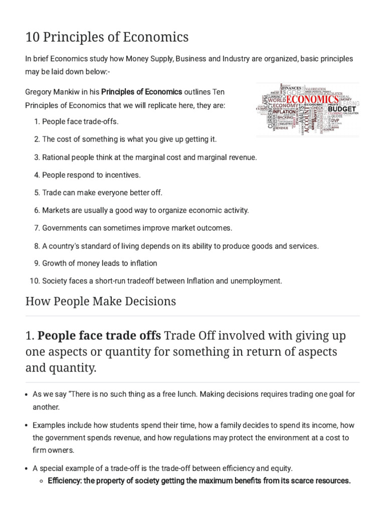 10 Principles of Economics - Wikiversity | PDF | Market (Economics ...