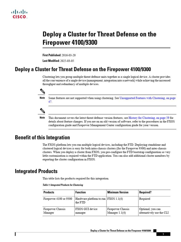 FTD 4100 9300 Cluster | PDF | Computer Cluster | Computer Network
