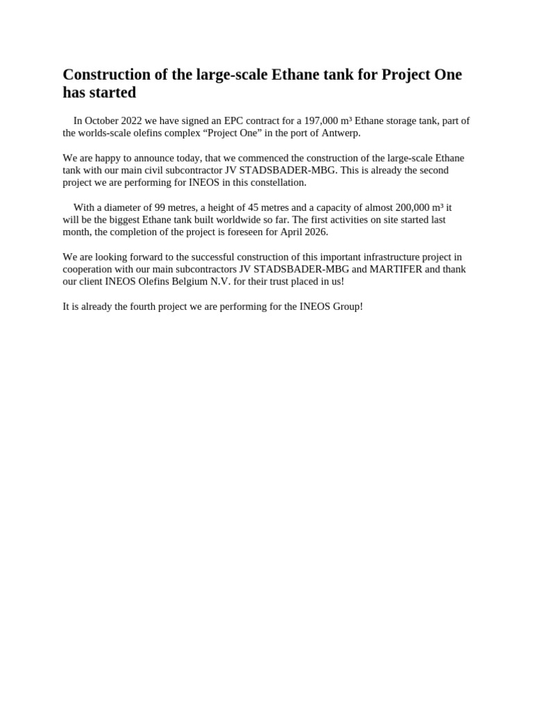Construction Begins on World's Largest Ethane Tank | PDF