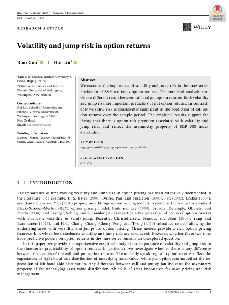 Volatility and jump risk in option returns | PDF | Regression Analysis | Option (Finance)