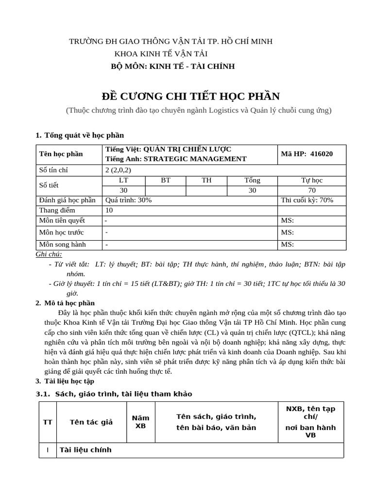 416020-Quản Trị Chiến Lược - LOGISTIC VA QUAN LY CHUOI CUNG ỨNG 11.10. ...