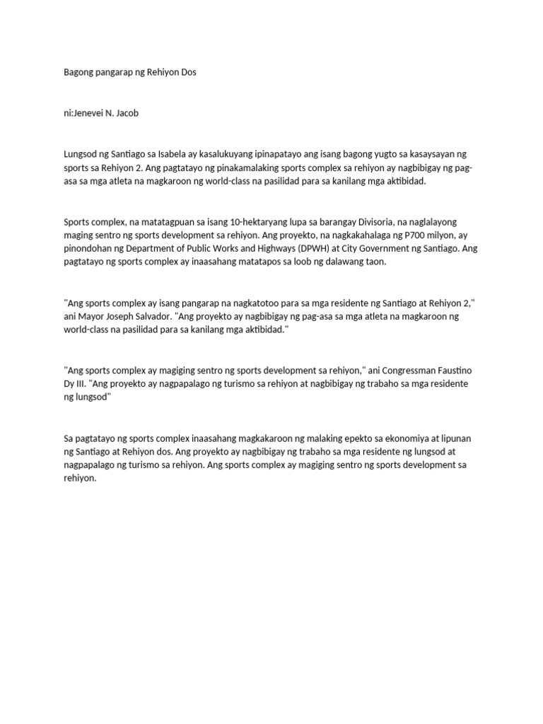 Bagong Pangarap NG Rehiyon Dos | PDF