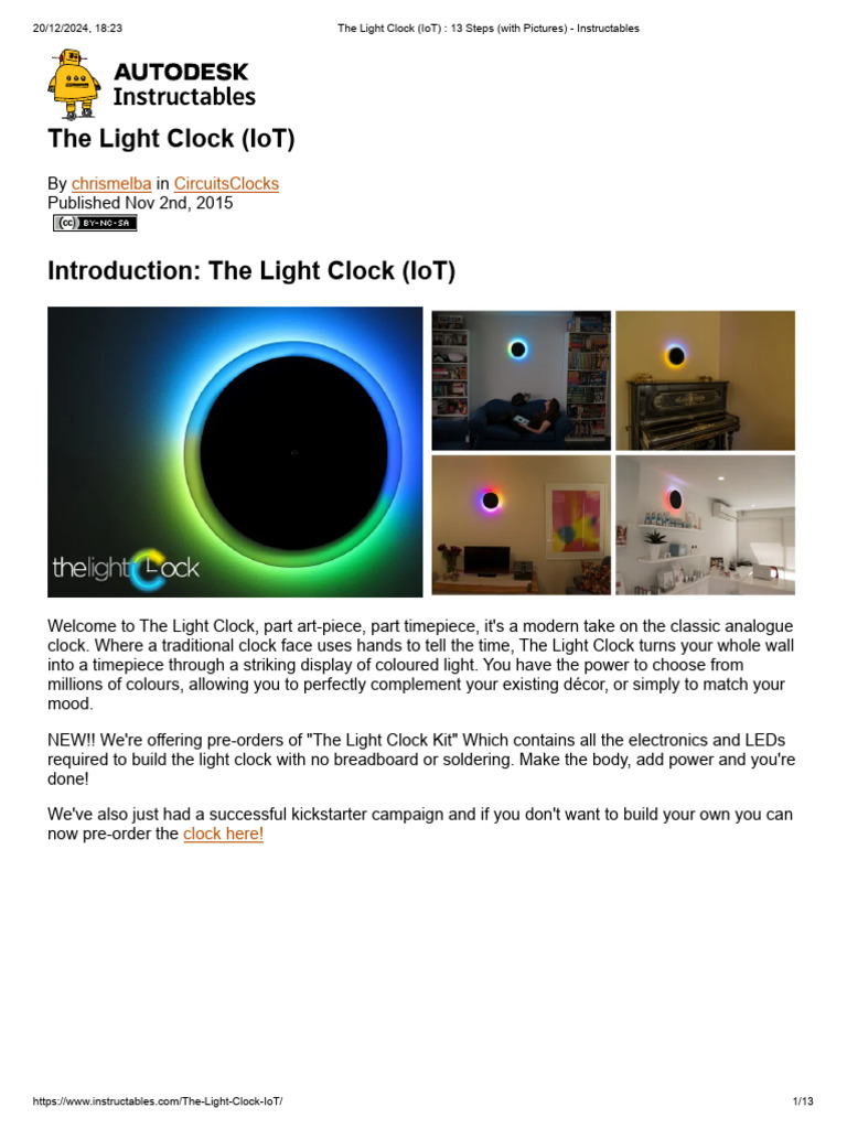 The Light Clock (IoT) - 13 Steps (With Pictures) - Instructables | PDF ...