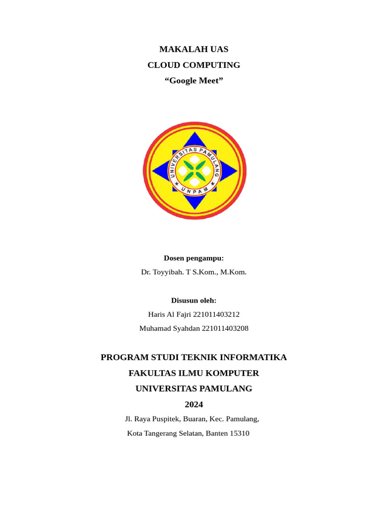 Makalah UAS Cloud Computing - Kelompok 4 - Google Meet | PDF