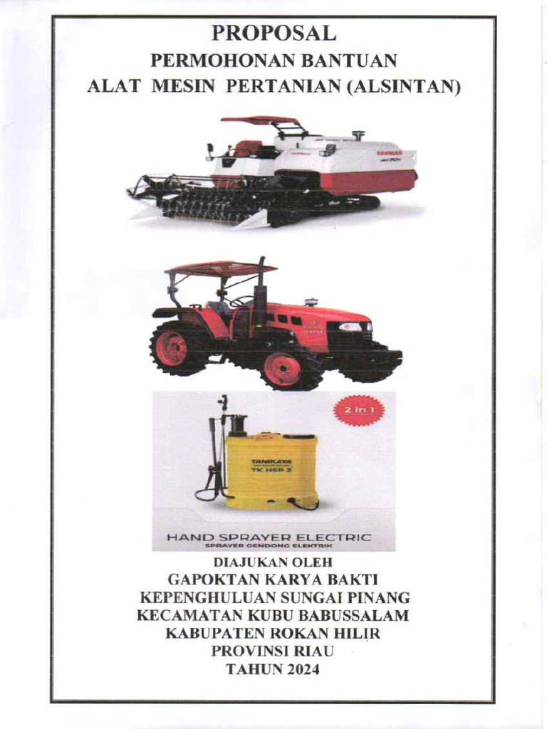 Proposal Alsintan Kementerian TH 2025 | PDF
