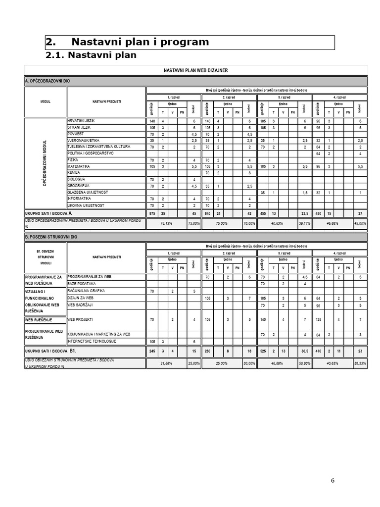 Nastavni Plan I Program Web Dizajner | PDF