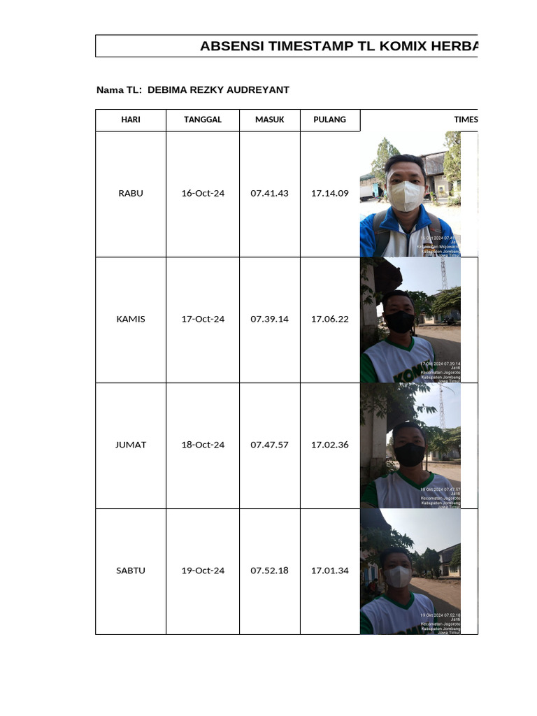 Form Absensi Spg Herbal 16 - 31 Okt 2024 | PDF