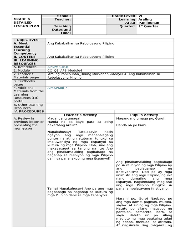 DepEd Format_AP6 | PDF