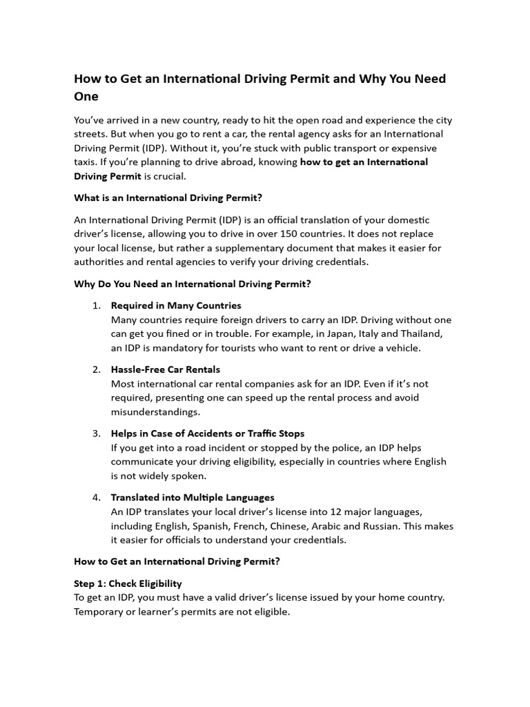 How To Get An International Driving Permit | PDF | Driver's License | Transport