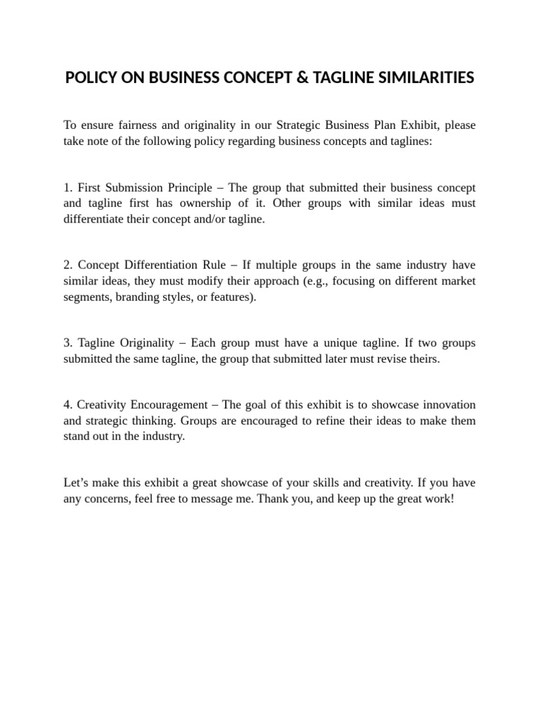 Policy On Business Concept | PDF