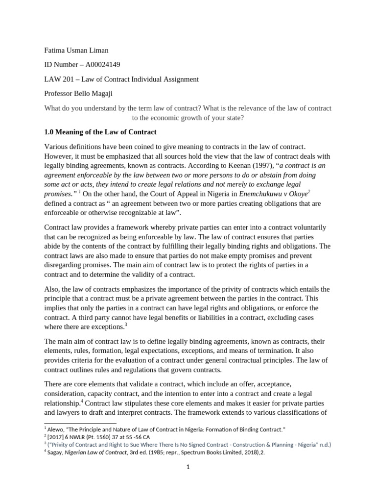 Fatima Usman Liman LAW 201 Assignment | PDF | Justice | Crime & Violence