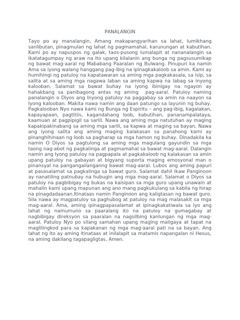 PANALANGIN- RESTY | PDF