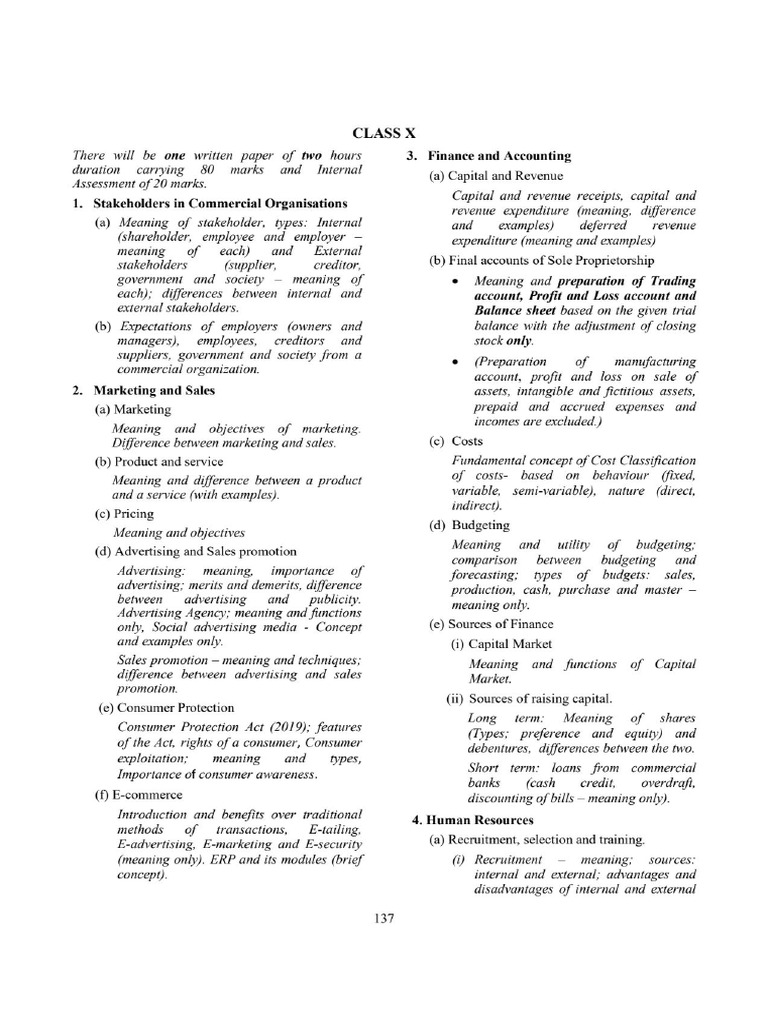 ICSE Prescribed Class 10 Syllabus | PDF