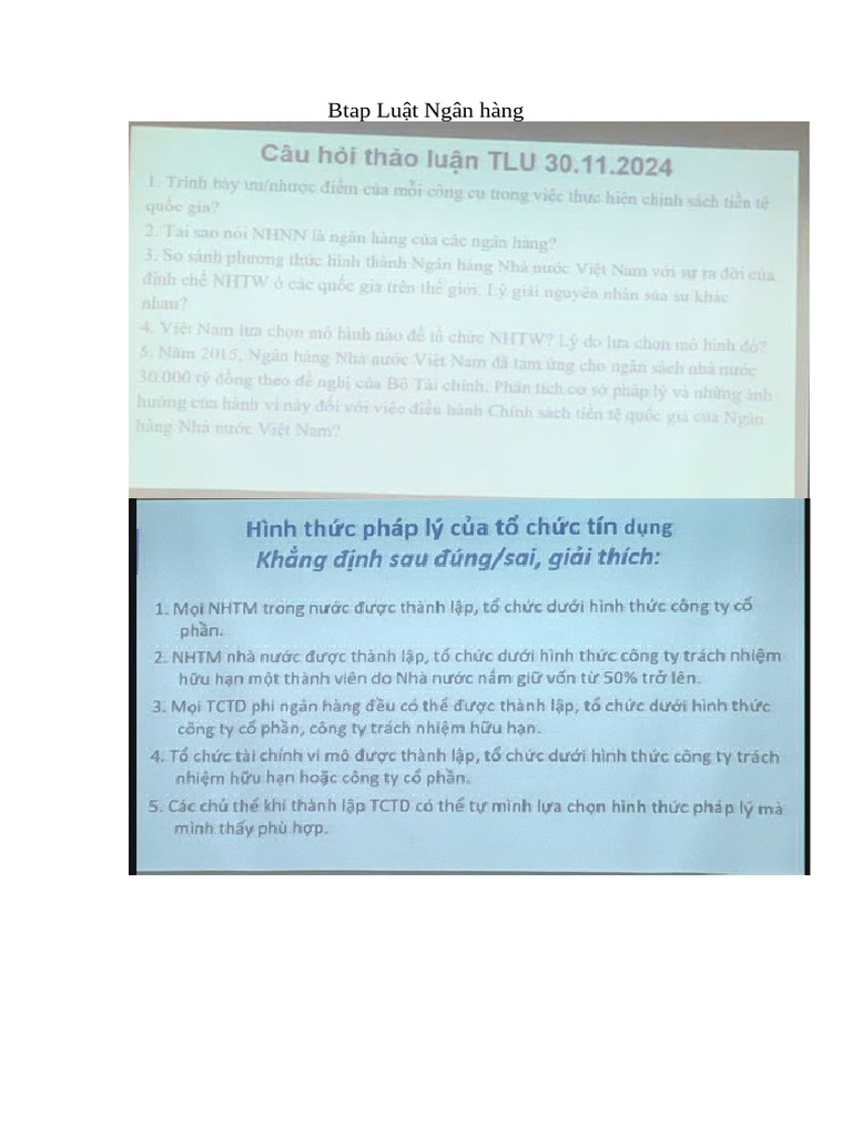 Btap Luật Ngân Hàng | PDF