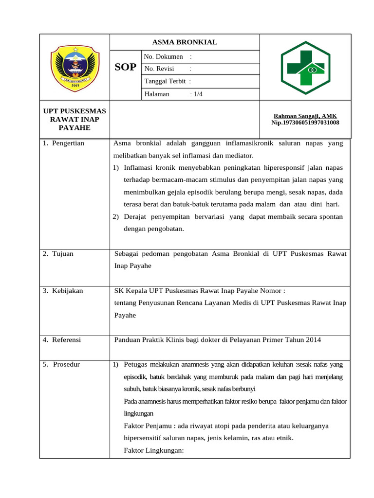 SOP Asma Bronkial | PDF