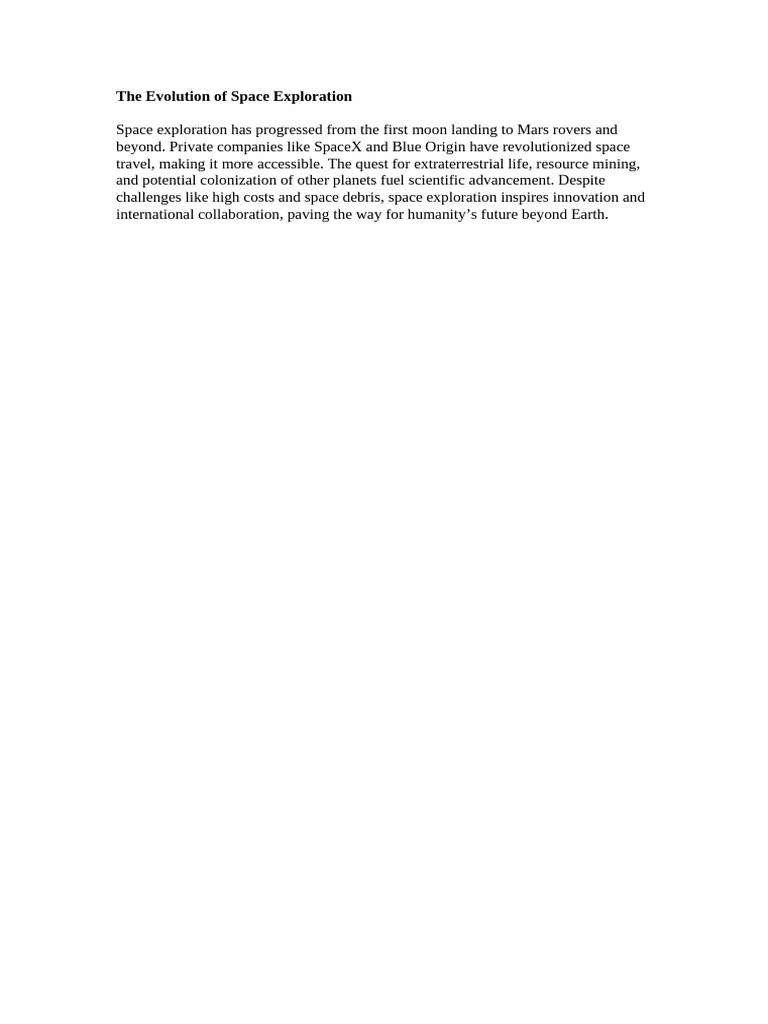 The Evolution of Space Exploration | PDF