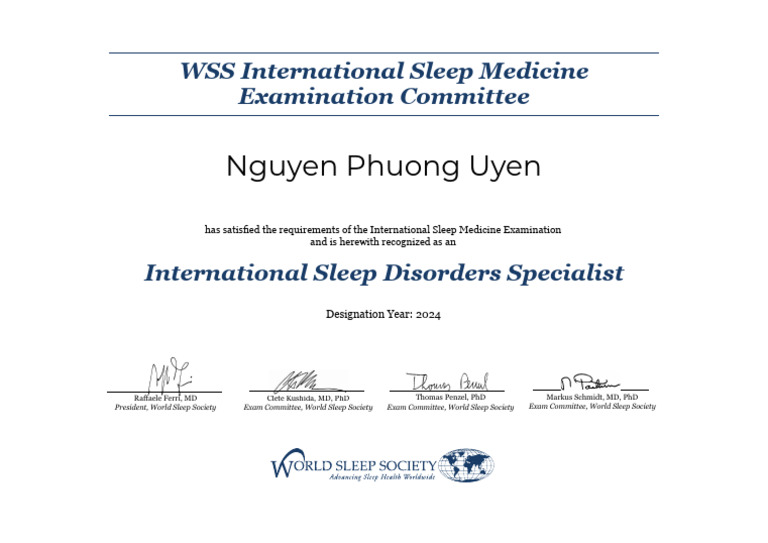 WSS World Sleep Specialist - Nguyen Phuong Uyen | PDF