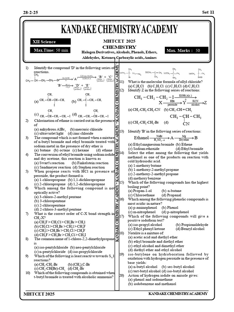 Halogen, Alcohols, Aldehydes, Amines (28-2-25) (Final) | PDF | Ether ...