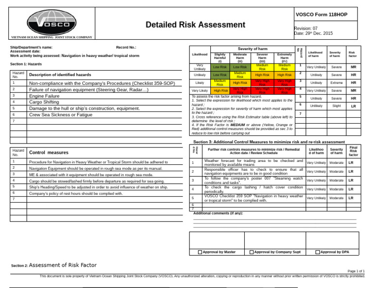 Heavy Weather Navigation Risk Assessment | PDF | Risk | Ships