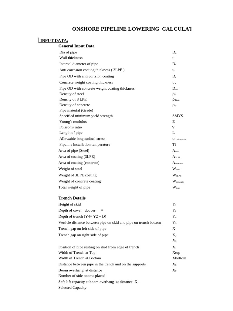 Pipeline Lowering Stress Calculation | PDF | Bending | Pipe (Fluid Conveyance)