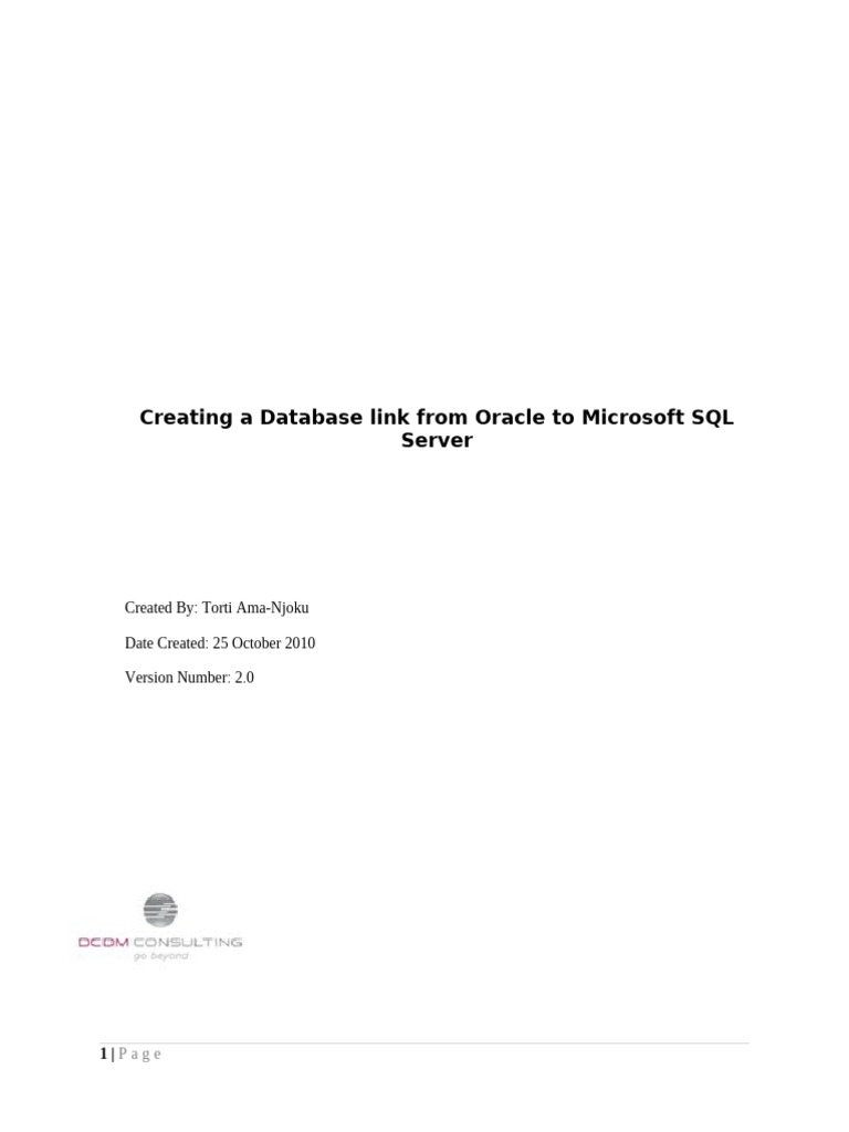 Connecting To SQL Server From Oracle - v2.0 | PDF | Databases | Microsoft Sql Server