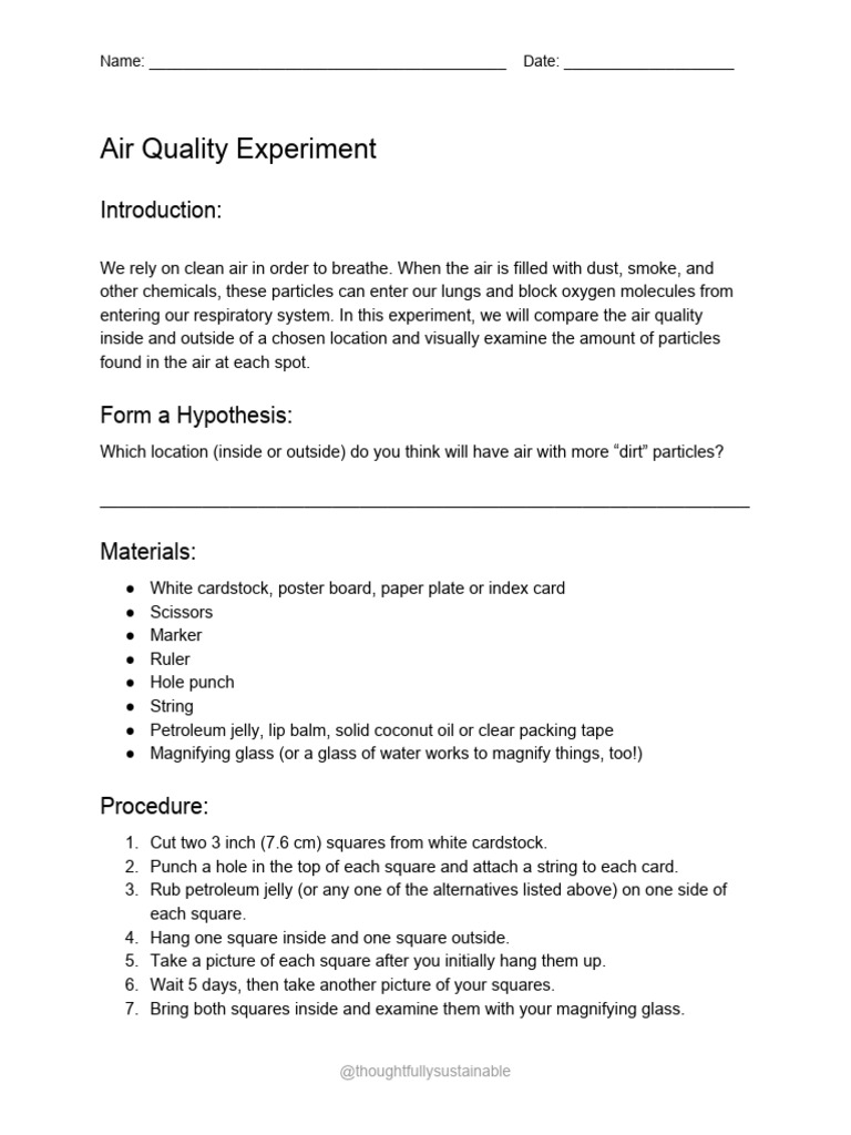 Air Quality Comparison Experiment | PDF