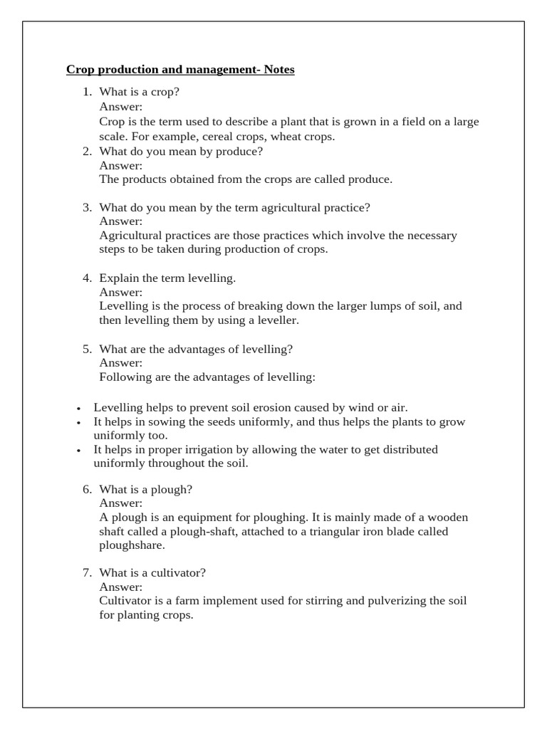 Crop production and management- Notes | PDF | Cereals | Agriculture