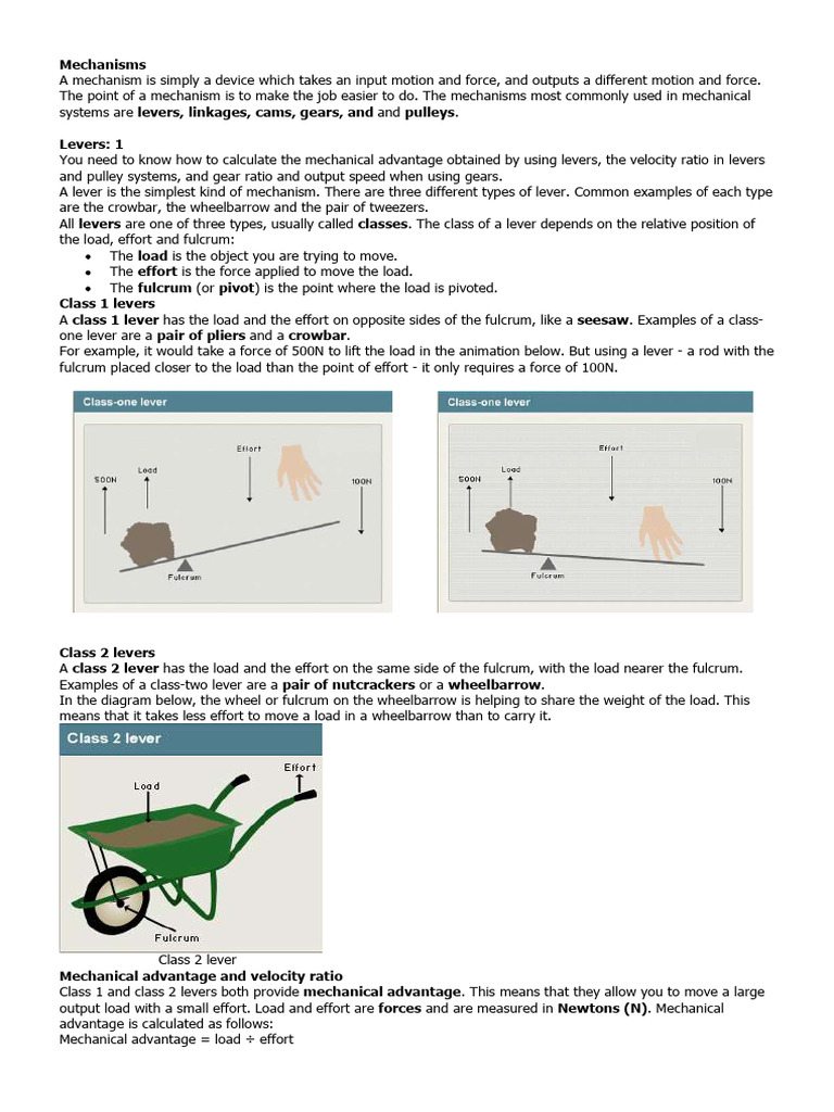 Wheelbarrow Lever Mechanism Explained | PDF | Lever | Mechanical ...