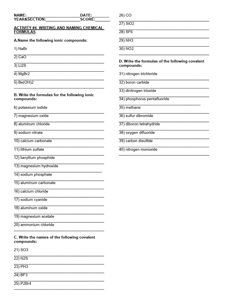 Q4-Activity 4-NAMING-COMPOUNDS | PDF | Nitrogen | Hydroxide