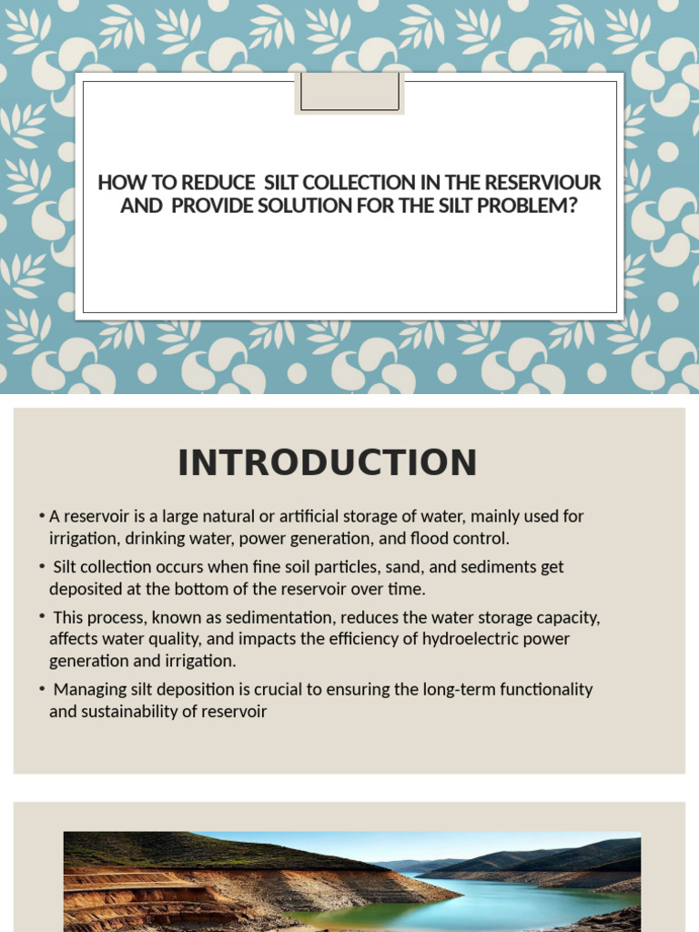 Silt Collectionfinal | PDF | Reservoir | Dam