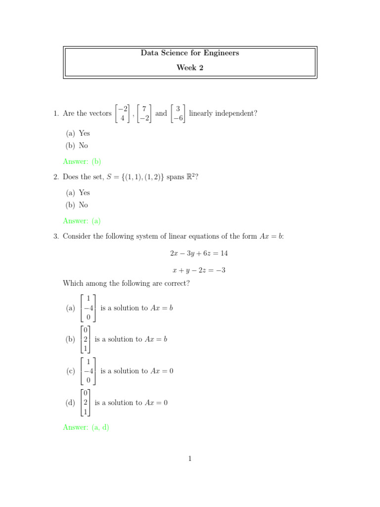 Data Science For Engineers Assignments July 2023 | PDF | Determinant | Eigenvalues And Eigenvectors