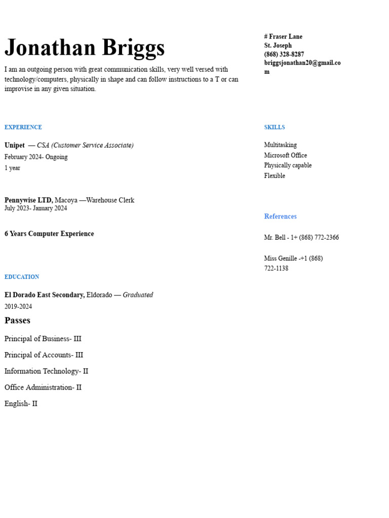 Jonathan Briggs Resume | PDF