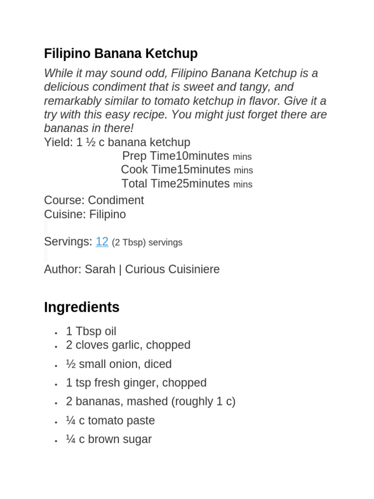 How To Make Banana Ketsup | PDF